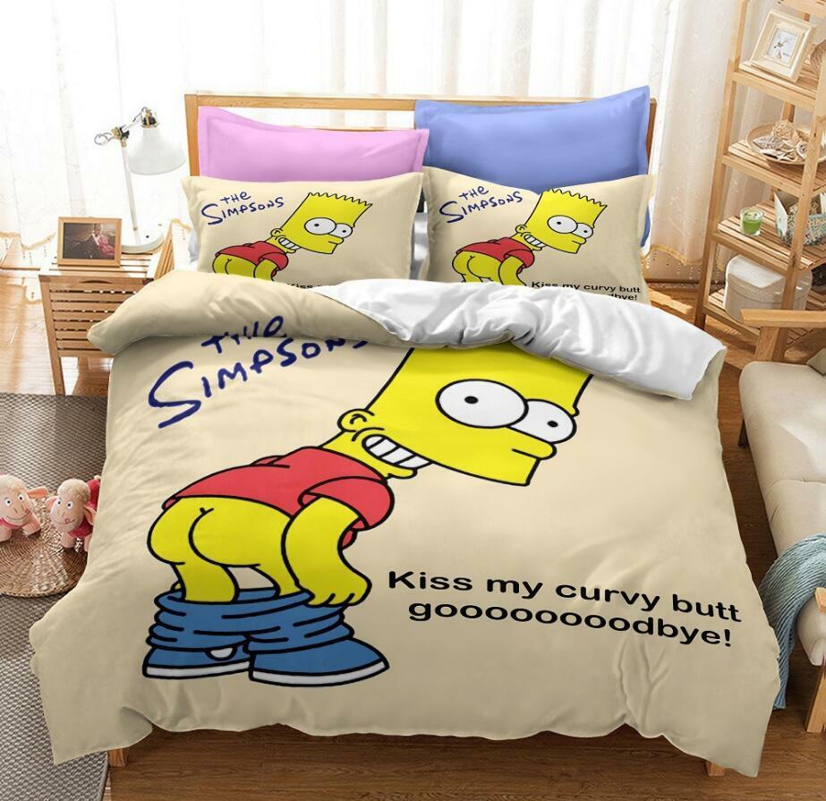2Pcs Cartoons SIMPSONS Quilt Doona Duvet Cover Set Single Queen Size ...