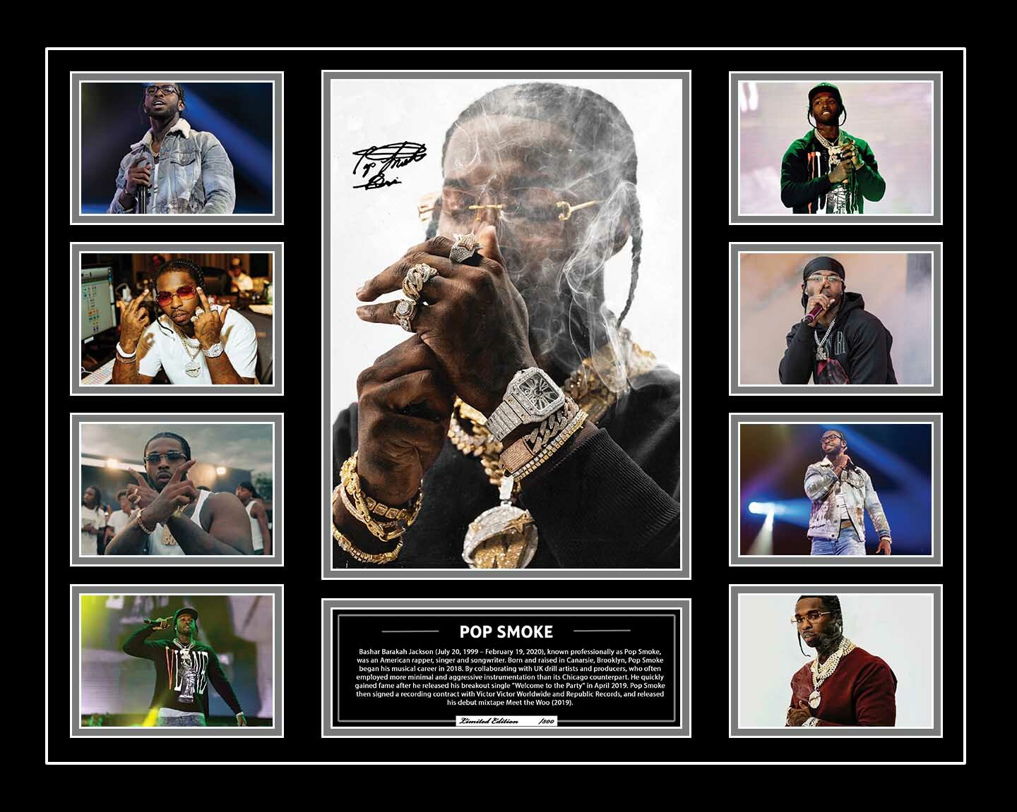 POP SMOKE TRIBUTE 1999-2020 SIGNED LIMITED EDITION FRAMED MEMORABILIA ...