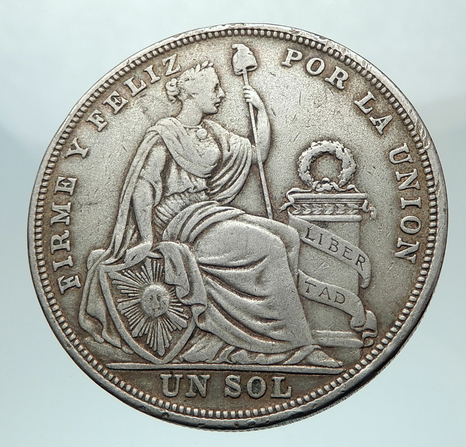 1923 PERU South America 1 SOL Antique BIG Original Silver Peruvian Coin ...