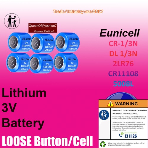 6x Eunicell Lithium CR-1/3N CR13N 2L76 KL76 13N KL1/3 LOOSE Lithium ...
