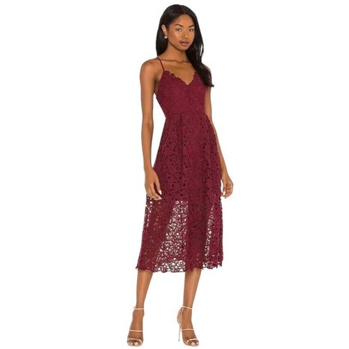 ASTR The Label Lace A-Line Midi Romantic Feminine Party Dress Red Size ...