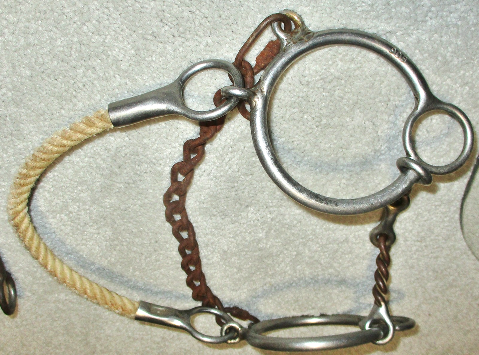 Ring Combo Rope Nose Hackamore-DogBone Snaffle Bit-Ranch Contesting ...
