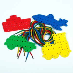 4 Transport Lacing Shapes & Colour Laces Threading Early Years ...