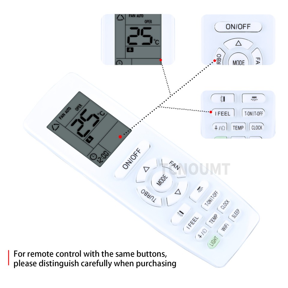 New YAP1F7 Replacement Remote Control For GREE AC A/C Air Conditioner ...