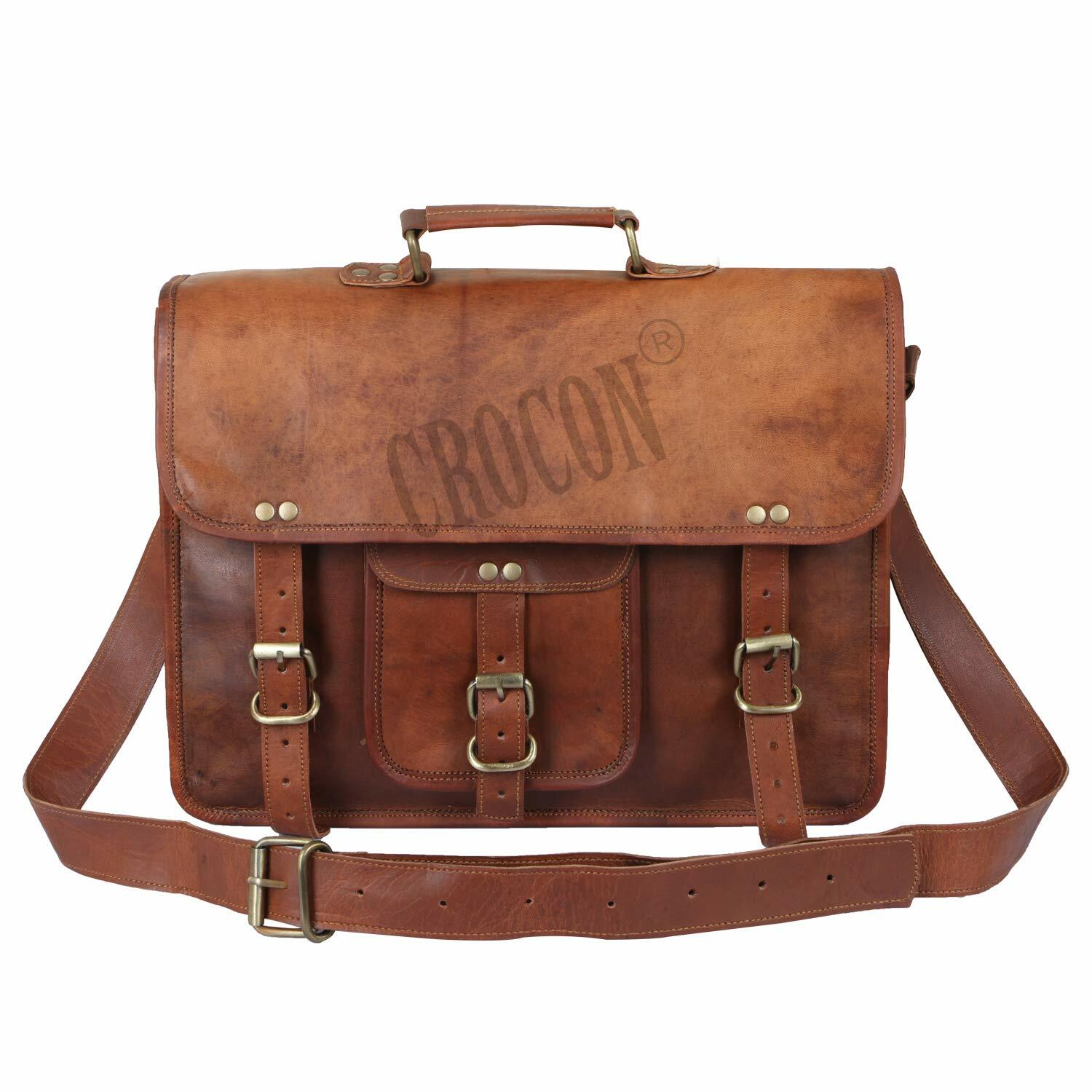Men's Old Vintage Leather Messenger Mack book Shoulder Laptop Bag ...