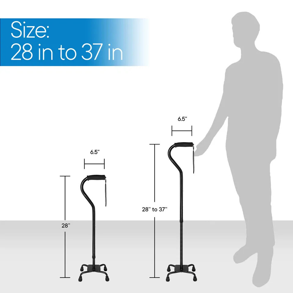 Adjustable Height Quad Foot Cane Walking Stick Cane Soft Foam Handle ...