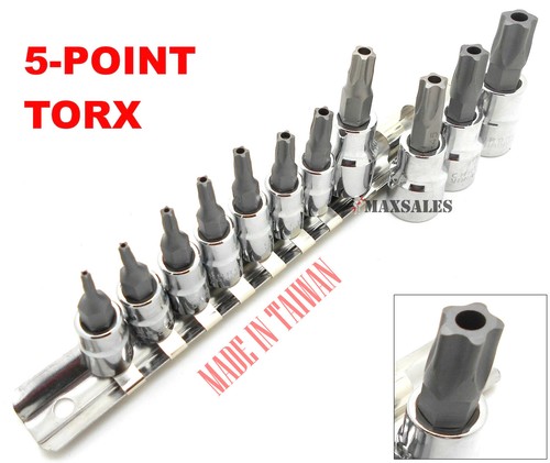 11pc 5-POINT TORX STAR TAMPER PROOF S2 BITS CR-V SECURITY BIT SOCKET ...
