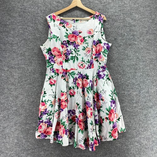Fedie Dress Women 3XL White Floral Sheath Short Zipper Sleeveless ...