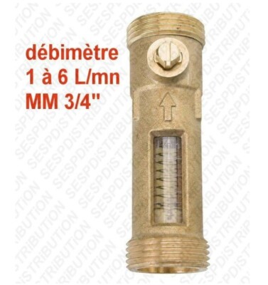 Débimètre 1 à 6 Litres MM 3/4" 20x27 sanitaire chauffage solaire ...