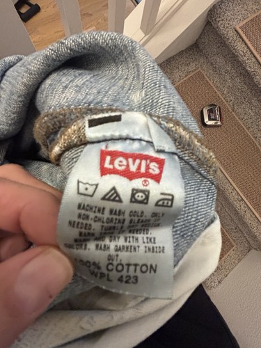 Levis 501 Jeans Made Red Batwing Tag Distressed faded Washed Blue30x32 ...