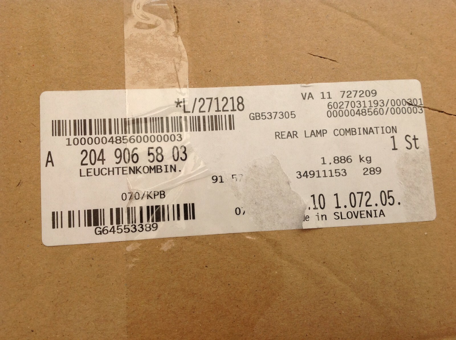 MERCEDES GLK X204 REAR LIGHT LAMP N/S LEFT SIDE 2012-2015 A2049065803 ...