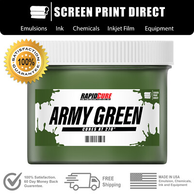 Army Green Plastisol Ink For Screen Printing - Low Temp Cure 270F - 1 ...