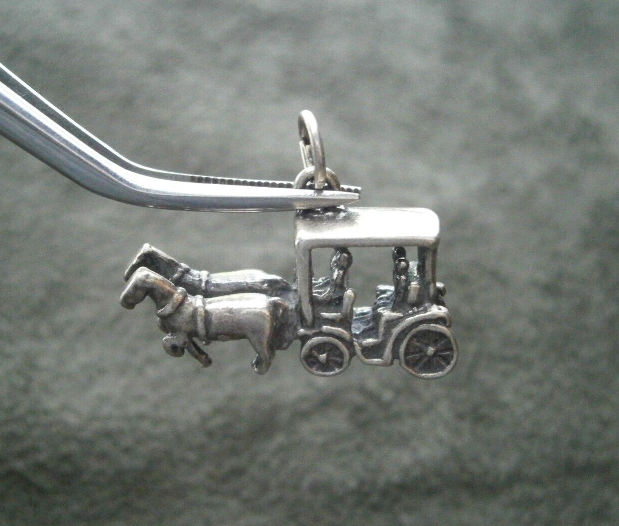 Two Horse Buggy & Passengers Vintage Sterling Silver … - Gem