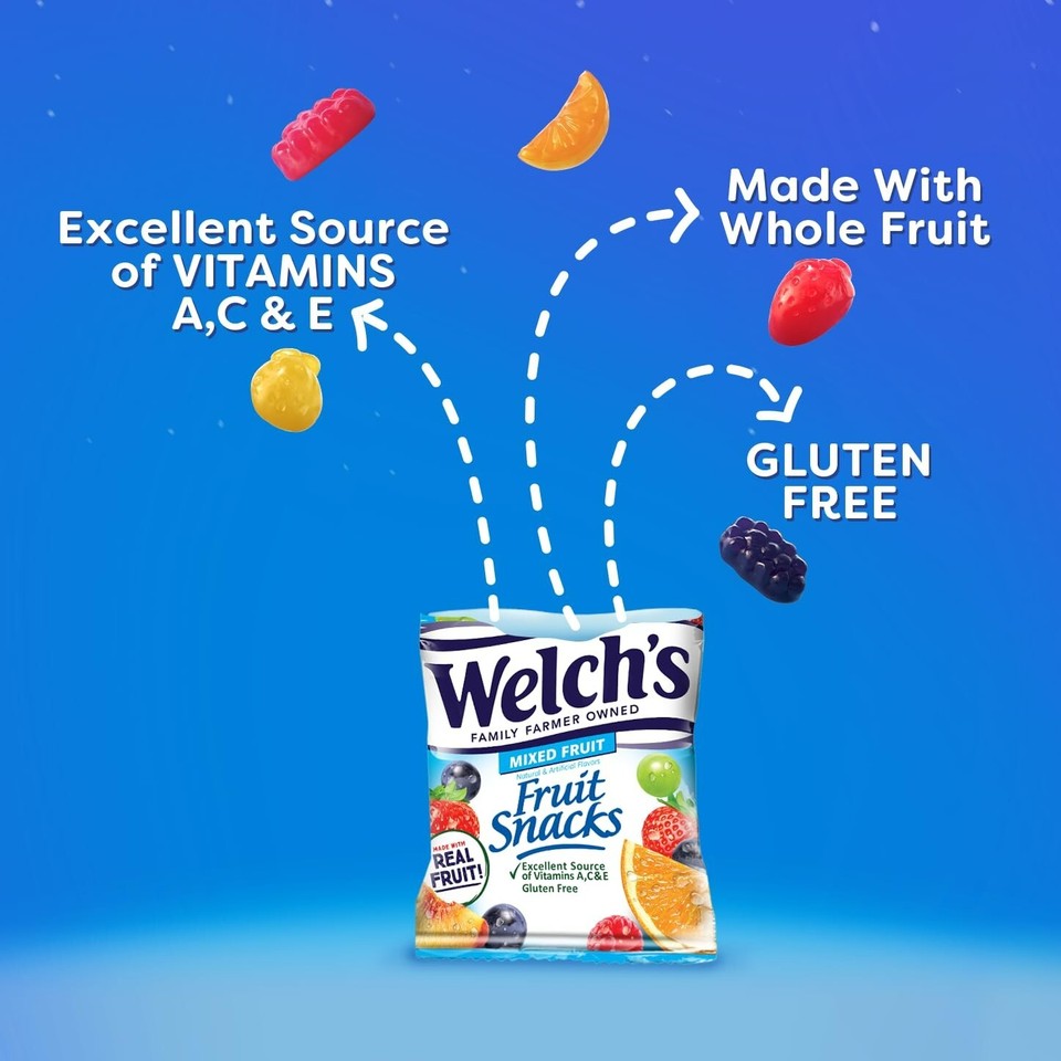 Welch's Fruit Snacks, Mixed Fruit Snack Box, Gluten Free, 0.8oz Snack ...