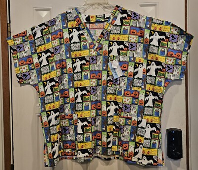Happy Halloween Scrub Top X-Large Butterick #B4946 Homemade NEW! | eBay