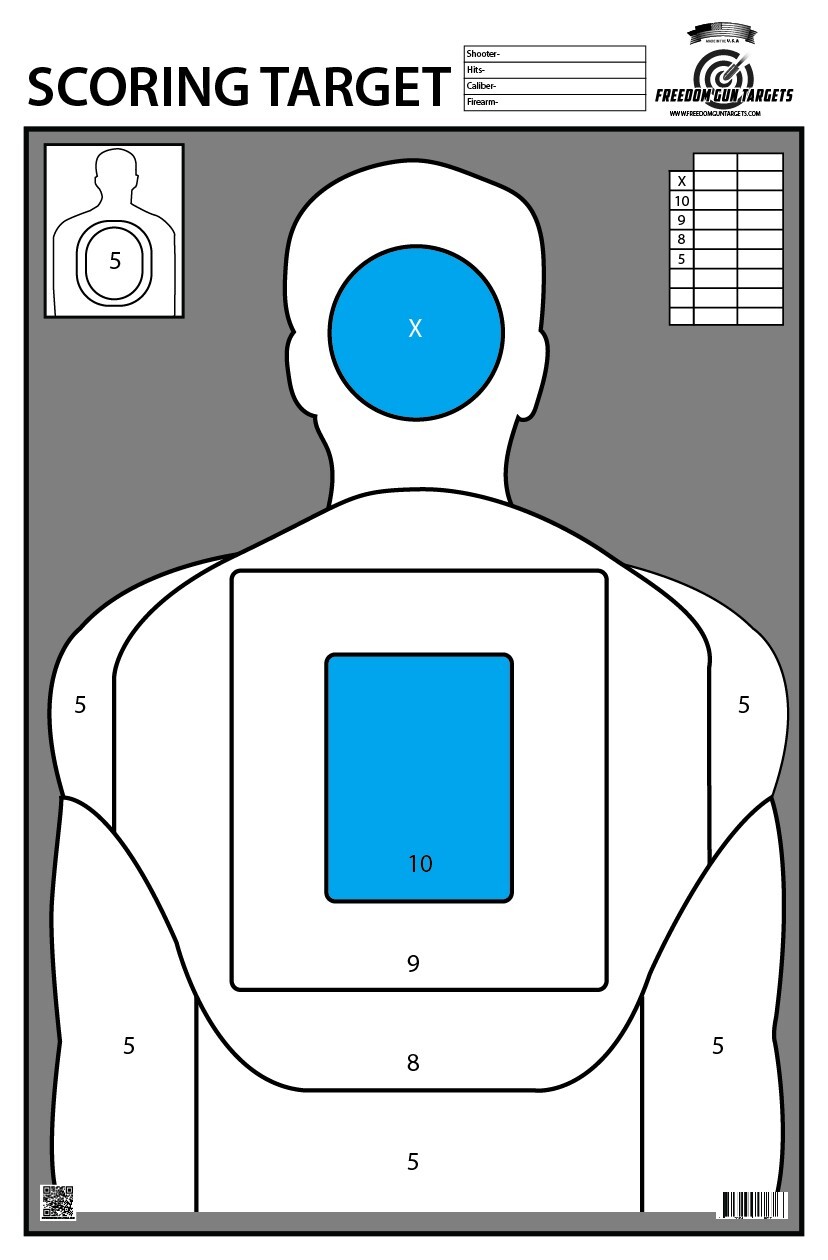 25 Paper Shooting Targets for Gun Range Pistol Rifle Blue Scoring ...