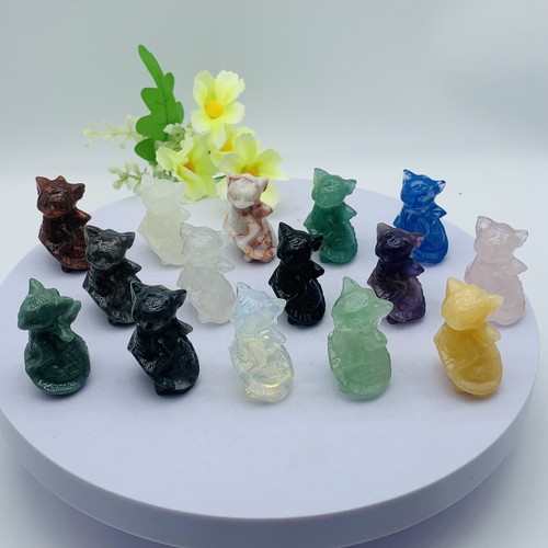 5pc Natural Mix Quartz mini dragon pterosaur Crystal Carved Skull Reiki ...