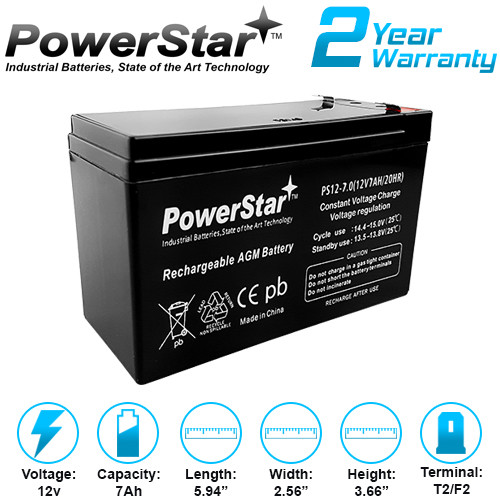 12V 7Ah SLA Battery CP1290 6-DW-9 HR9-12 PS-1290F2 Replaces 12V 7ah or ...