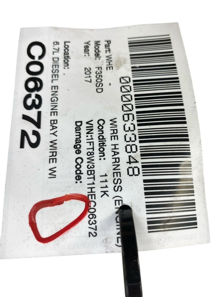 2017 FORD F350 6.7L DIESEL ENGINE BAY WIRING HARNESS & FUSE BOX HC3T ...