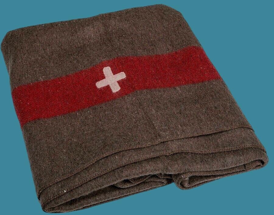 SWISS MILITARY STYLE ARMY WOOL BLANKET CAMPING SURVIVAL 60X84 HEAVY 4 ...