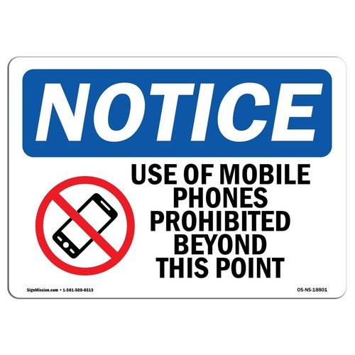 OSHA Notice Sign - Use of Mobile Phones Prohibited | Rigid Plastic Sign ...
