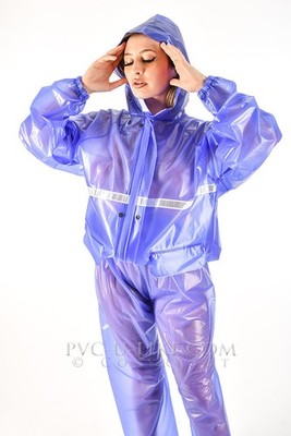 PVC Plastic Vinyl unisex two piece suit PVC Fetish Plastic jacket PVC ...