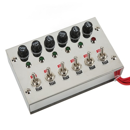 ・DC12V 24V 15A 6 Gang Toggle Switch Panel with LED Indicators Polished ...