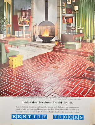 KENTILE FLOORS Brick without Bricklayers Solid Vinyl Tile-1968 VTG ...