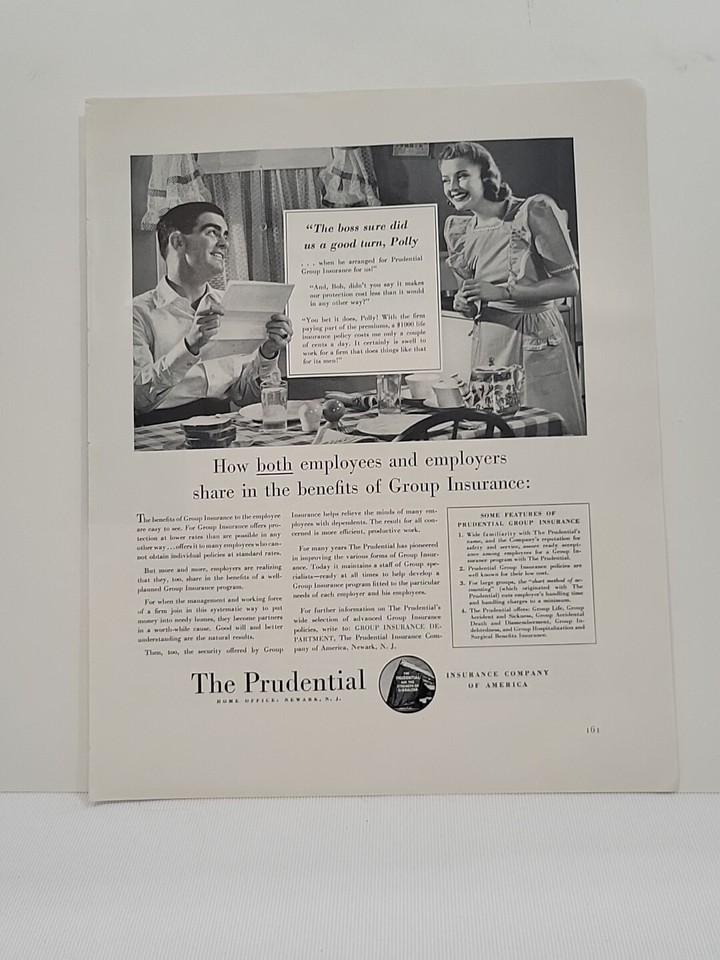 1940 The Prudential Insurance Fortune Magazine WW2 Print Ad Group ...