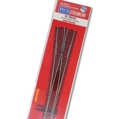 Peco HO Scale #6 Left Hand Code 83 Turnout Unifrog | eBay