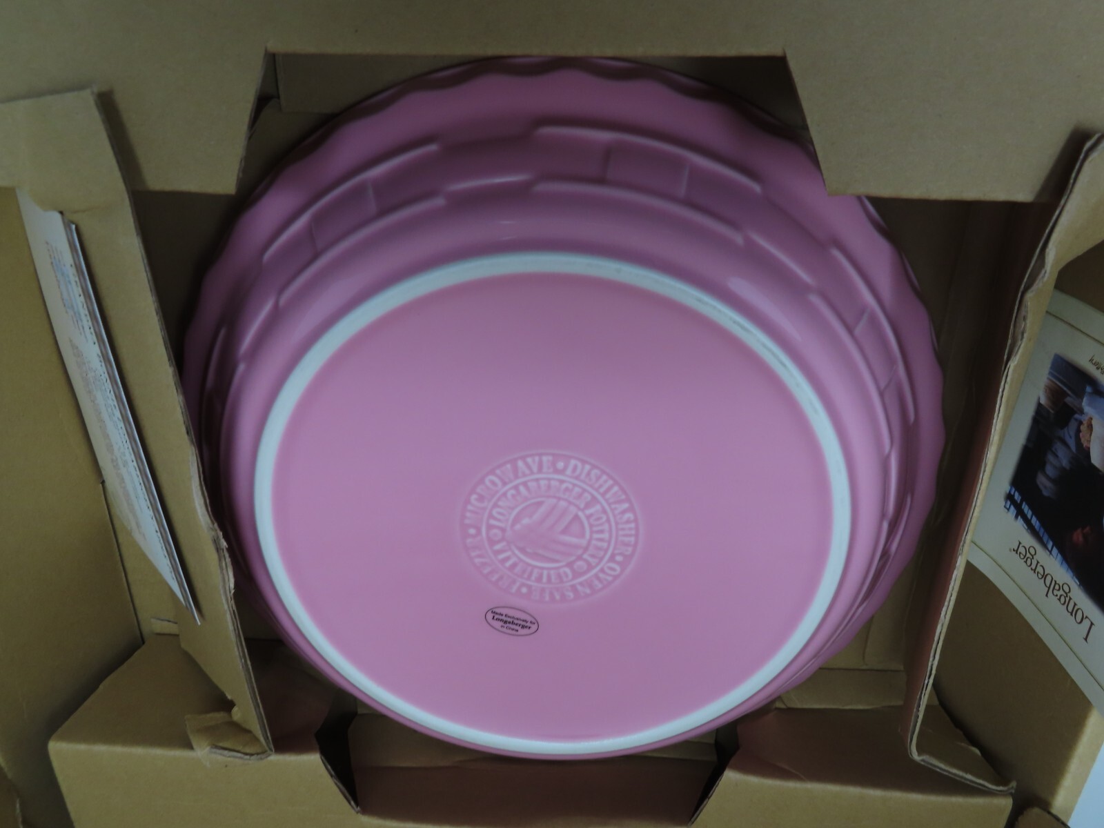 Longaberger Woven Traditions Pottery Grandma Bonnie's Pink Pie Plate 10 ...