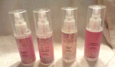 Lot of 4 Simple pleasures body mist tavel size 2 fl oz Vanilla scents ...