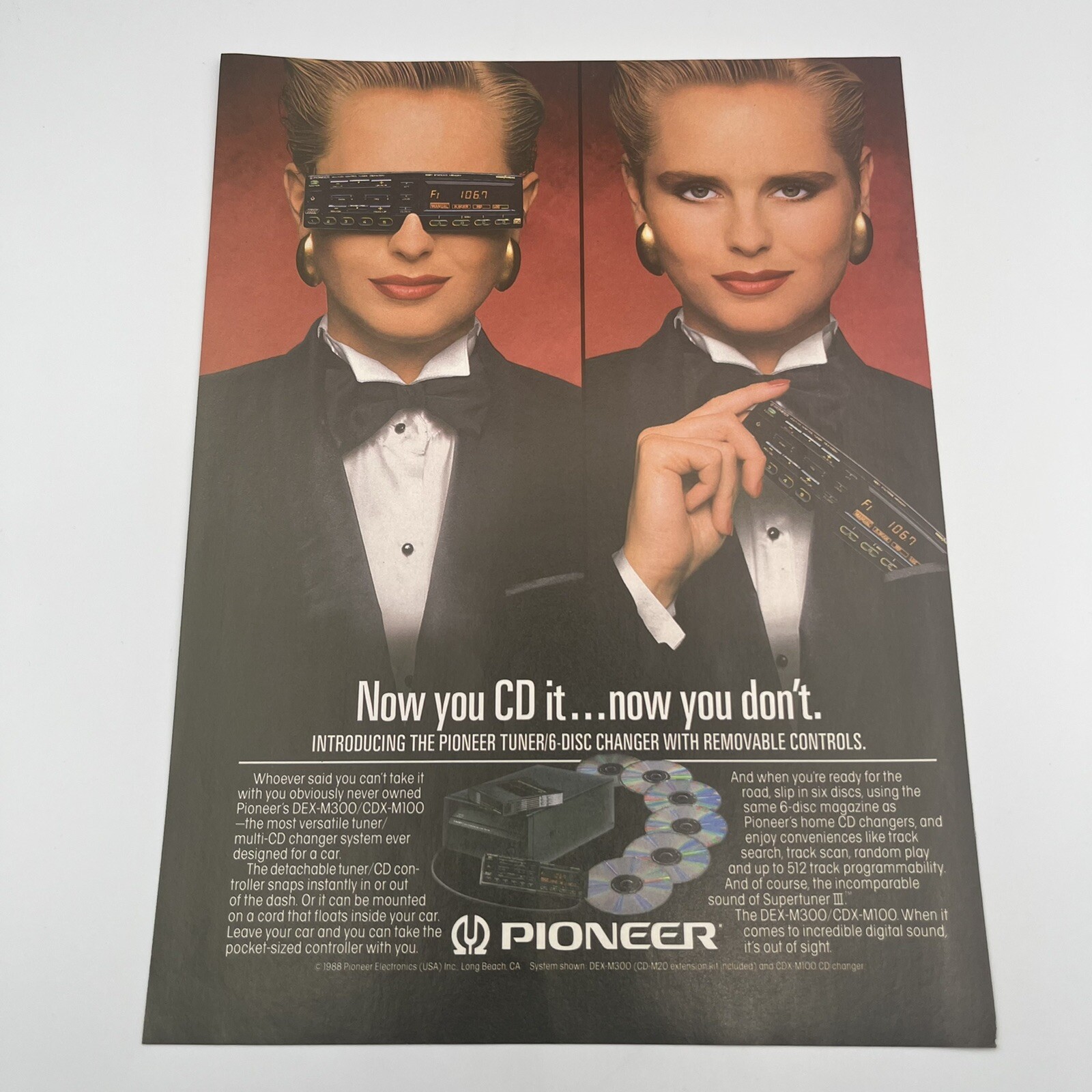 1988 Pioneer Vtg Print Ad 8"X10.5" tuner CD changer Now you CD it now ...