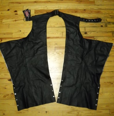 HIGHWAY HAWKS GENUINE HIGH QUALITY BLACK LEATHER BIKER CHAPS, SIZE ...