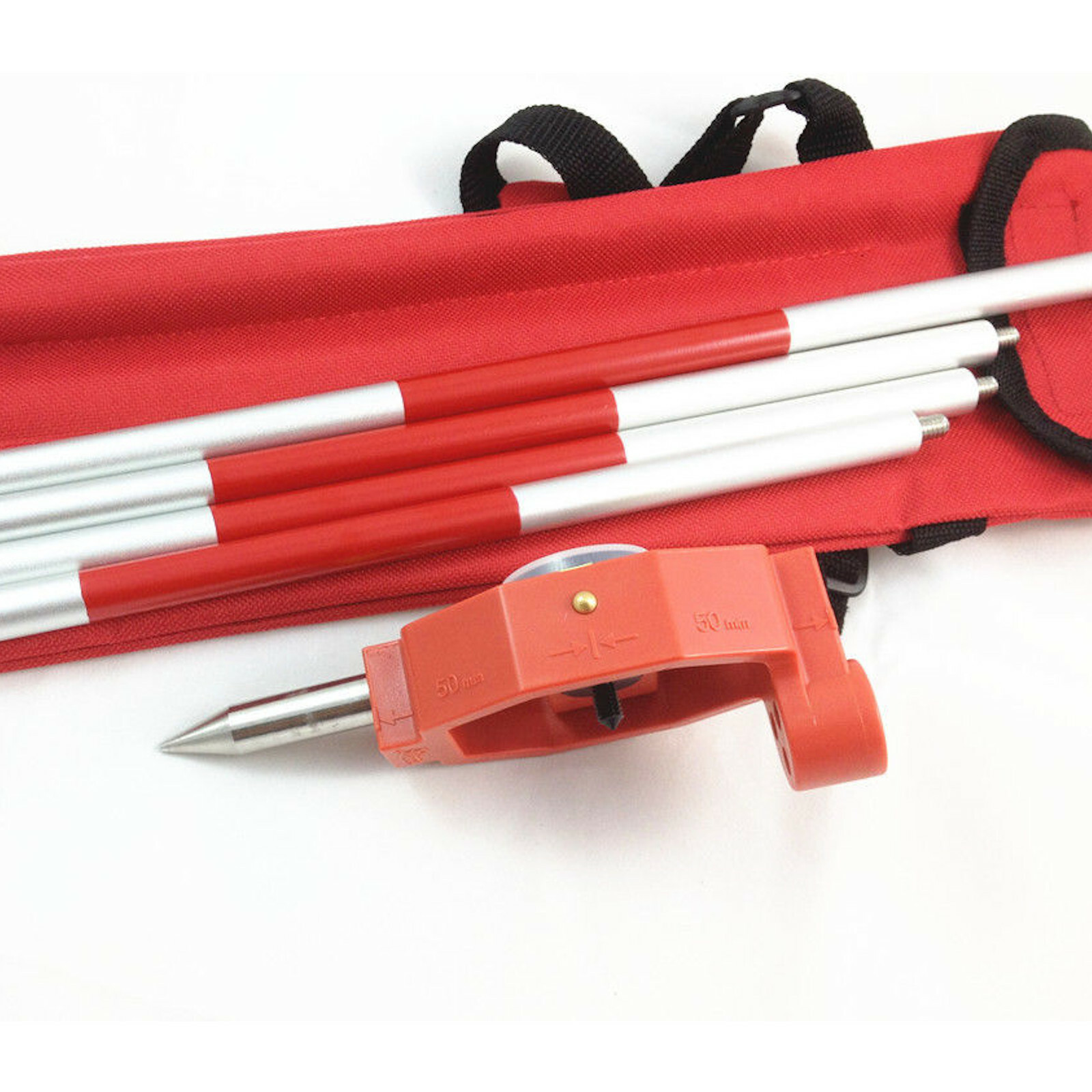 Mini Prism Set for Leica Trimble Topcon. 4 Poles Sharp Point Carry Bag ...