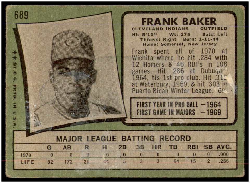 1971 Topps #689 Frank Baker POOR | eBay