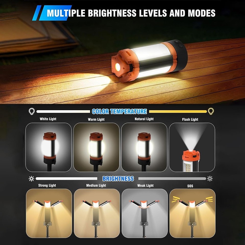 9000mAh Rechargeable Work Lights on Stand, Rechargeable LED Work Light ...