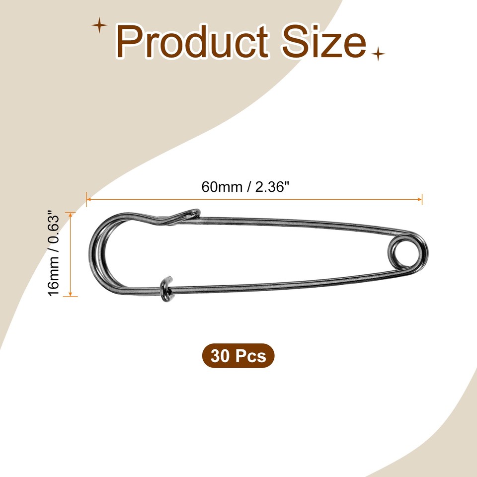 30pcs Safety Pins 60mm Electroplated Large Safety Pin for Clothes ...