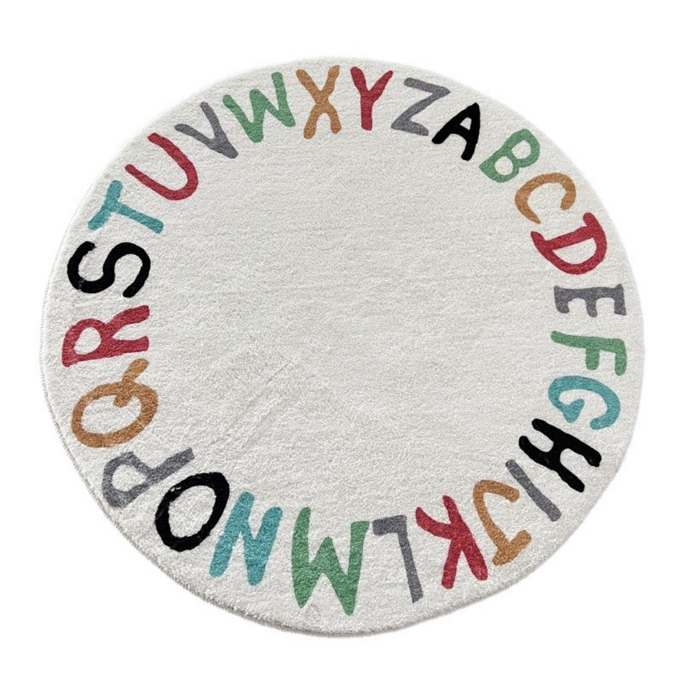 Round Kids ABC Rug Alphabet Nursery Carpet, 3.2 Ft Soft Non Slip Kids ...
