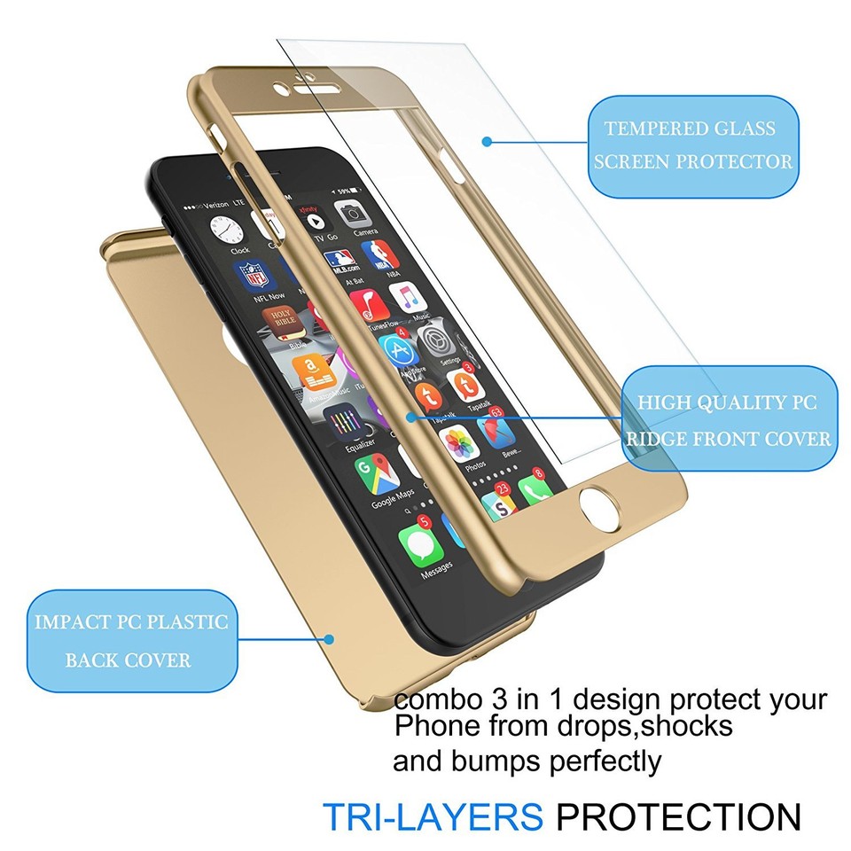 For iPhone SE 2020,11,Pro,Xs Max,Xr,6,6S,7,8 Plus 360??Case w/ Screen ...