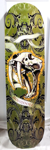 Vintage MONGOOSE Wooden Skateboard 31" SABER TOOTH TIGER Print Graphic ...