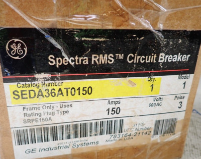 NEW GE Industrial Circuit Breaker SEDA36AT0150 150A 3 Pole 600VAC 18kA ...