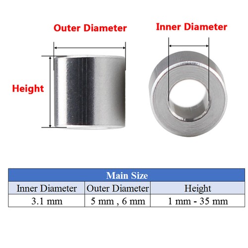 20Pcs M3 Spacers Round Plain Washers Sleeve Spacer 1mm - 35mm Anodized ...