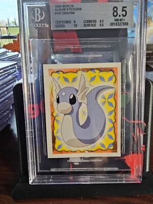 Pokemon 1999 Merlin Album Stickers Dratini BGS GEM MINT 8.5 | eBay