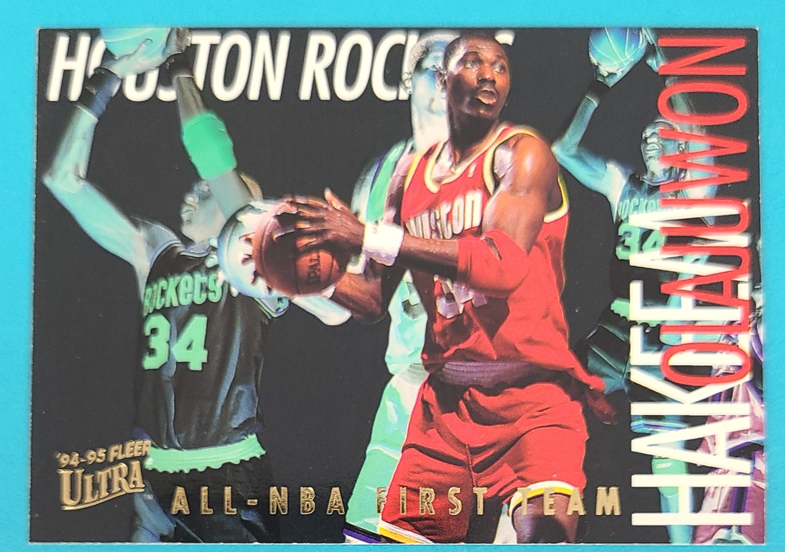 1994-95 Ultra All-NBA INSERT #2 Hakeem Olajuwon Houston Rockets Card M7 ...