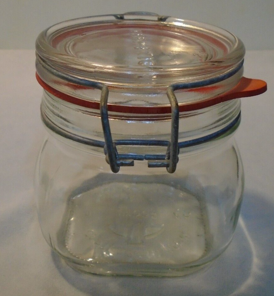Hermetic Glass Canister Jar 500mi England 4.5" Tall 4"x4" Ravenhead ...
