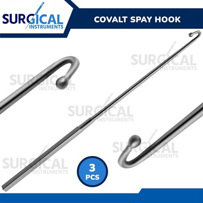 3 Pcs Covalt Spay Hook Veterinary surgical instruments Stainless German ...