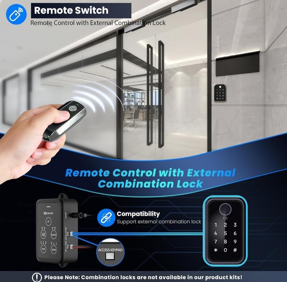 600lbs Electromagnetic Door Lock - Access Control Outswinging w 2 ...