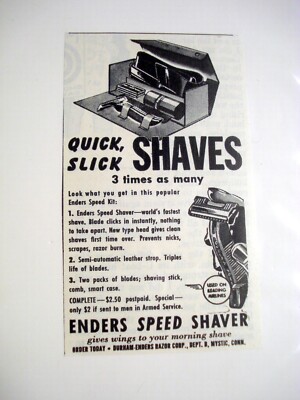 1942 Ad Enders Speed Shaver, Mystic, Ct. Durham-Enders Razor Corp. | eBay