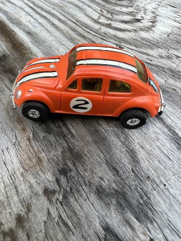 Vintage Aurora T-jet #1482 Orange Volkswagen Bug Beetle HO Slot Car ...